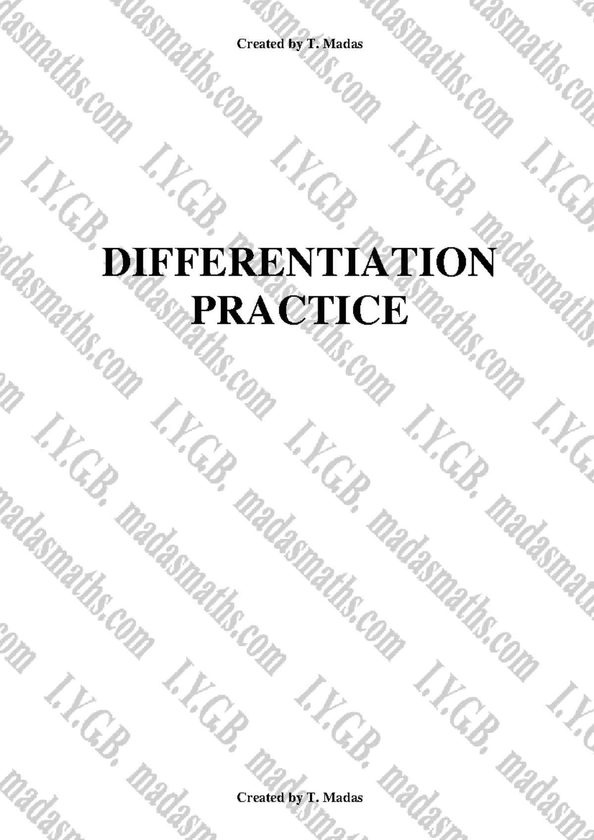 Differentiation Practice - Math 101 Exercises and Solutions - Studocu