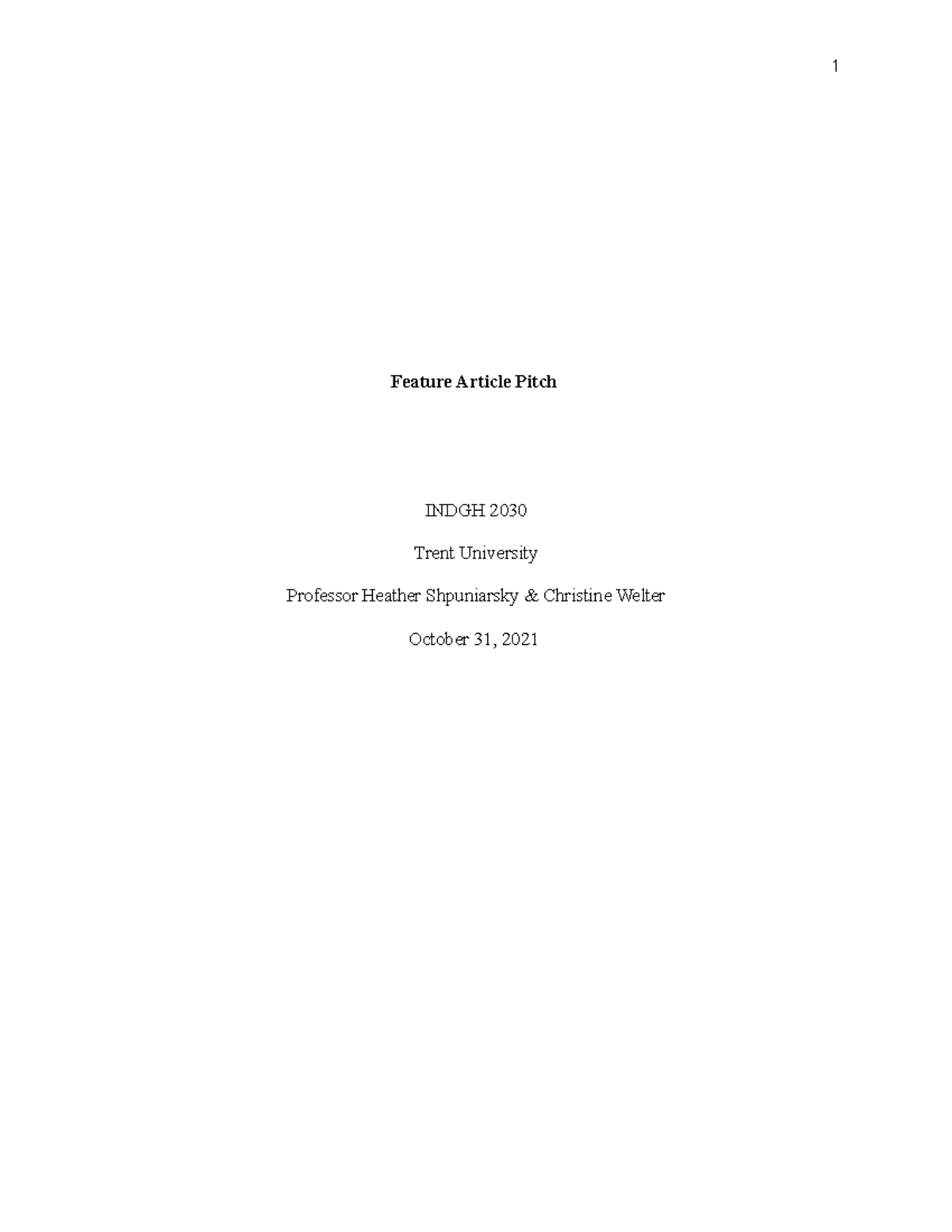 Feature Article Pitch - Feature Article Pitch INDGH 2030 Trent ...