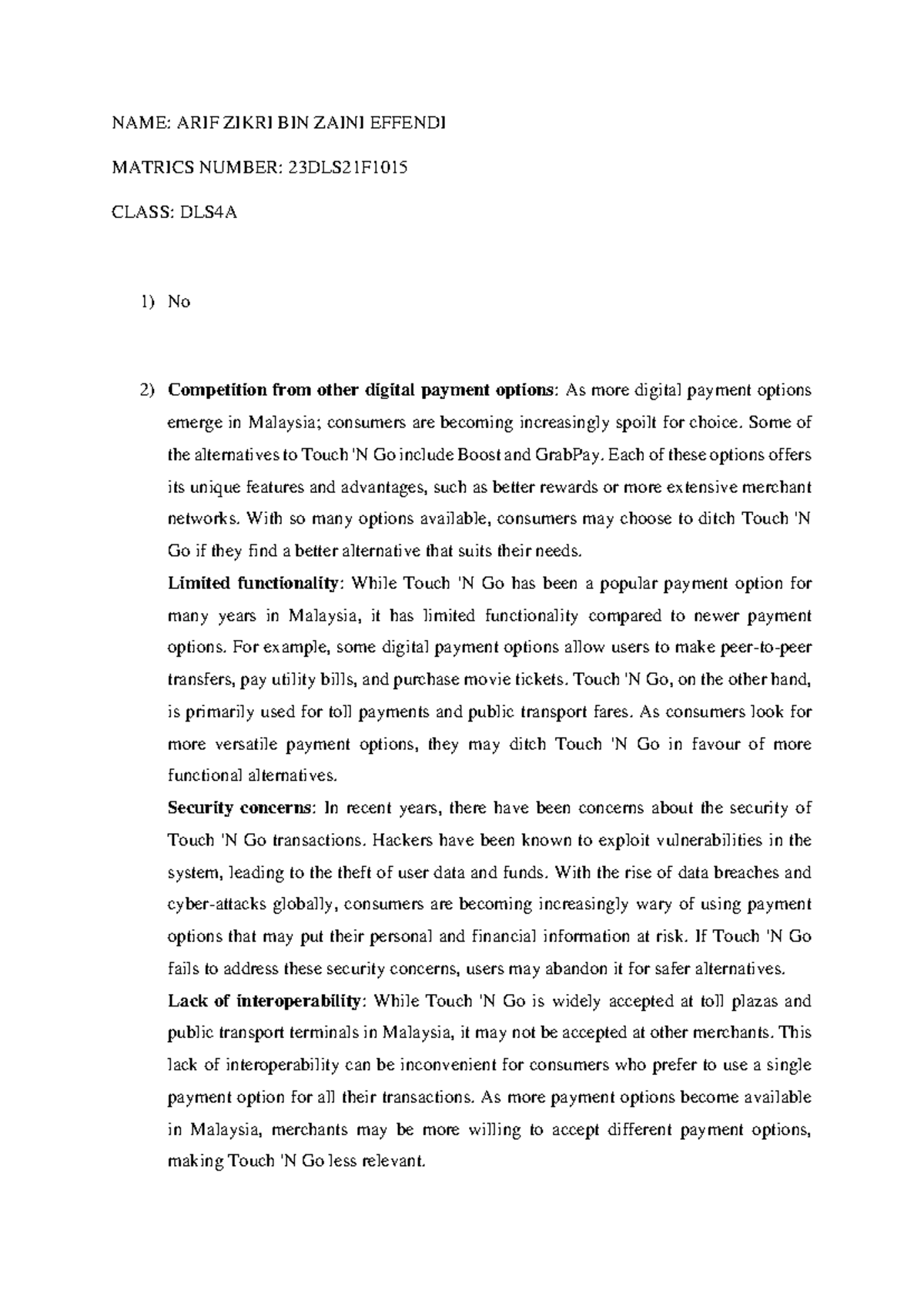 23DLS21F1015 SCI Case Study: Evaluating Touch Go vs. RFID Payments ...