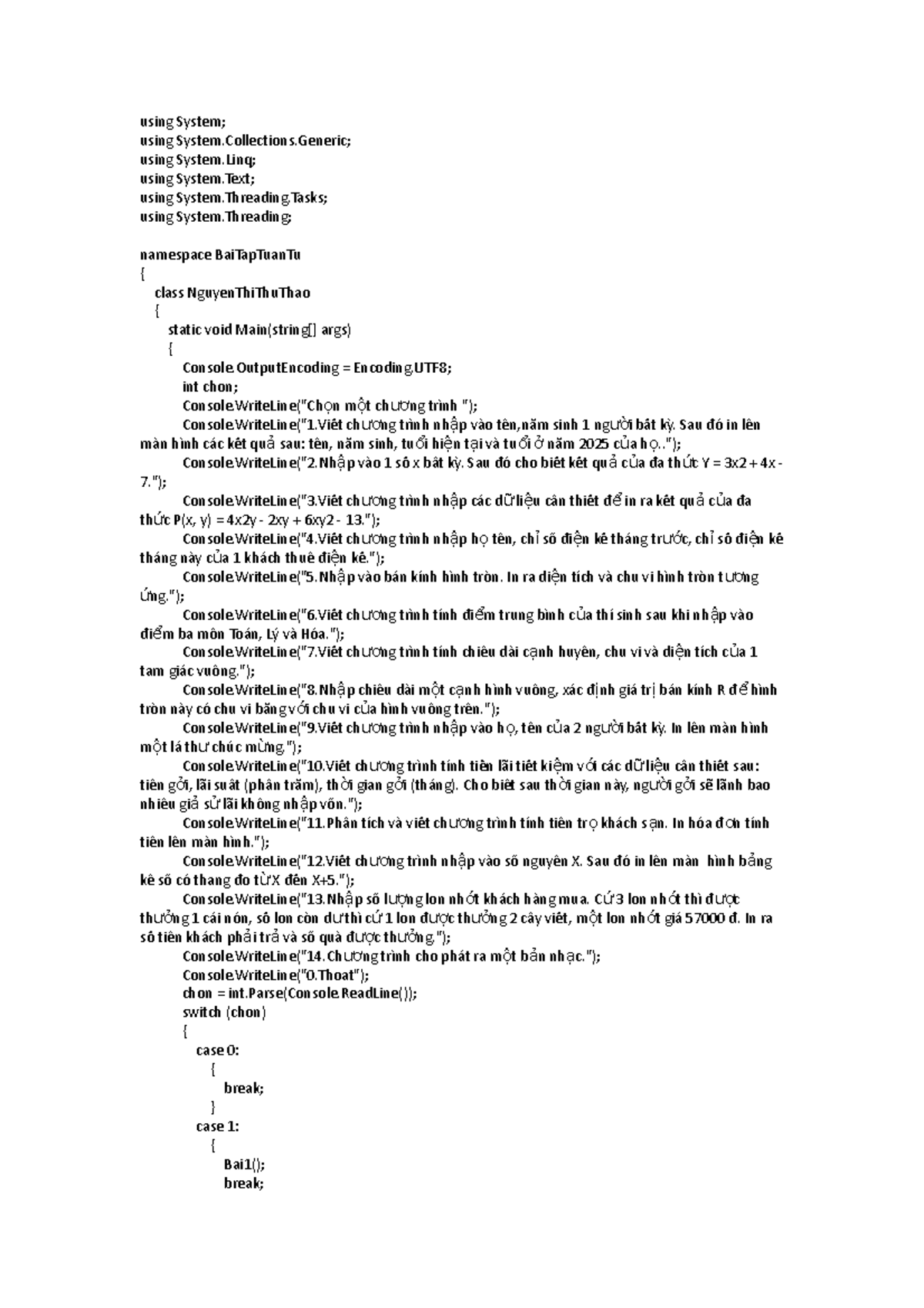 Bai Tap Tuan Tu - hello - using System; using System.Collections; using ...