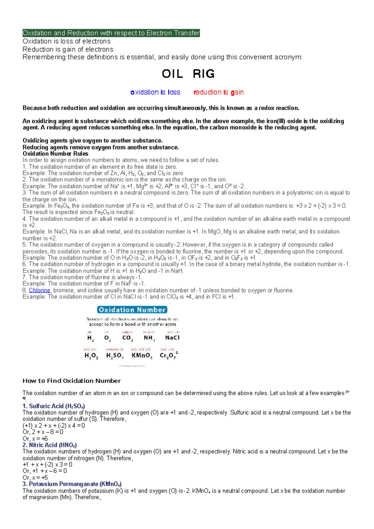 Redox Reactions: Oxidation & Reduction Principles (Chem 101) - Studocu