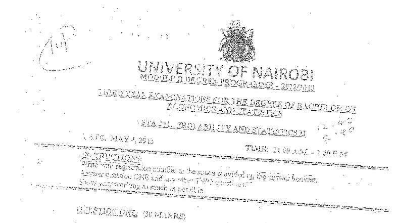 PP STA 301 - Probability & Statistics II: Random Variables ...