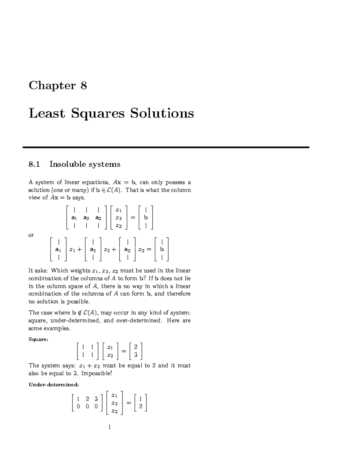 Least Square Solutions - Chapter 8 Least Squares Solutions 8 Insoluble ...