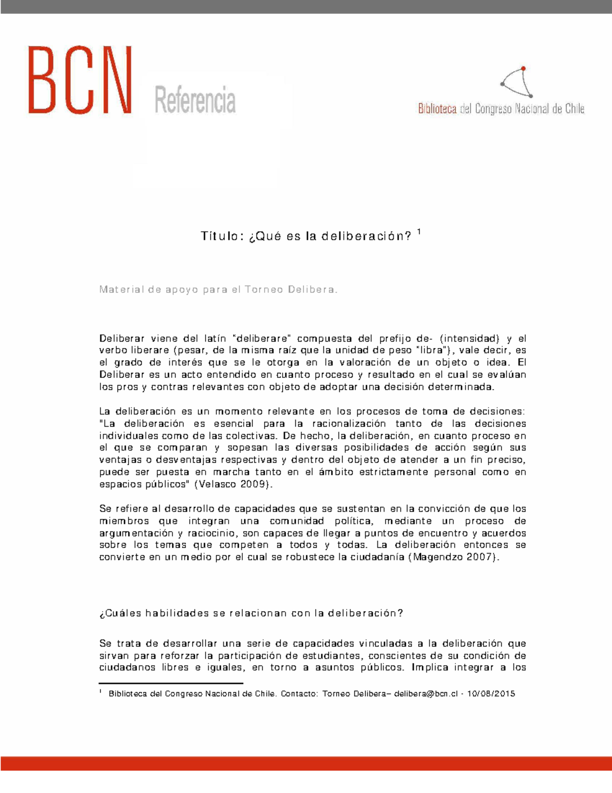 Material de Apoyo para el Torneo Delibera: ¿Qué es Deliberar? - Studocu
