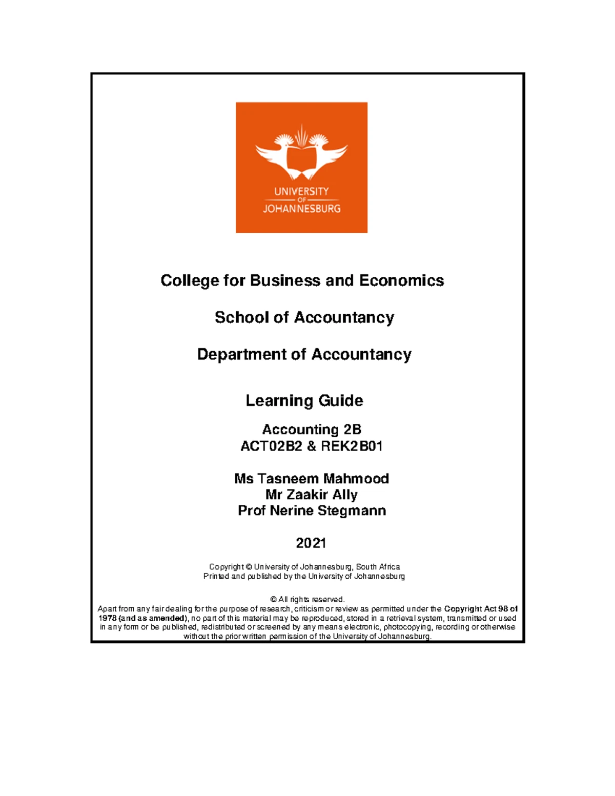 UJ Accountancy Undergraduate Programmes 2025 - Brochure Overview - Studocu