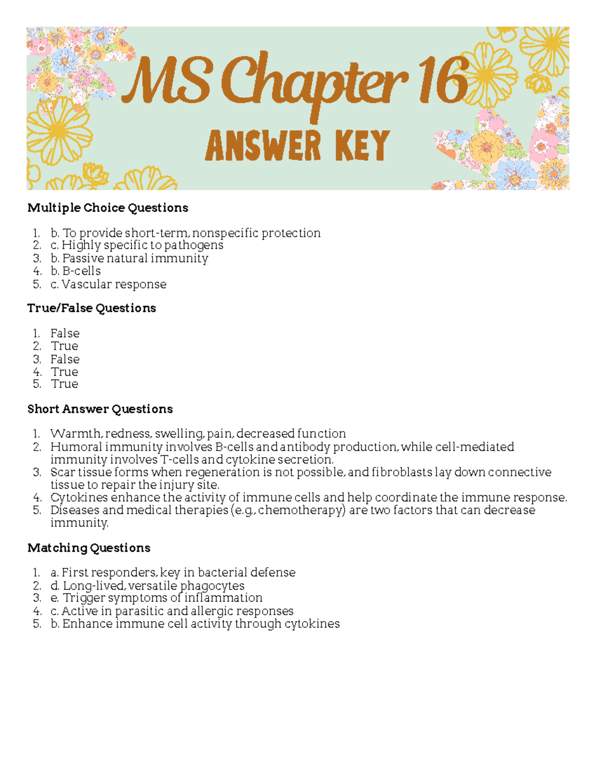 MS Ch. 16 Answer Key - Med Surg Practice Test Solutions - Studocu