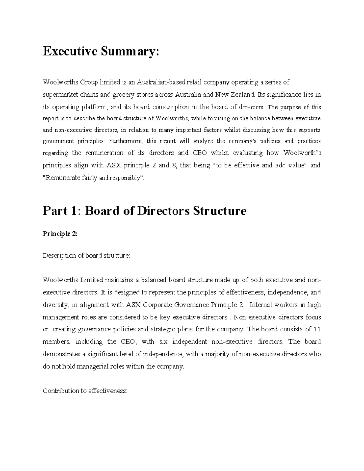 Woolworths Group Limited: Board Structure & Remuneration Analysis ...