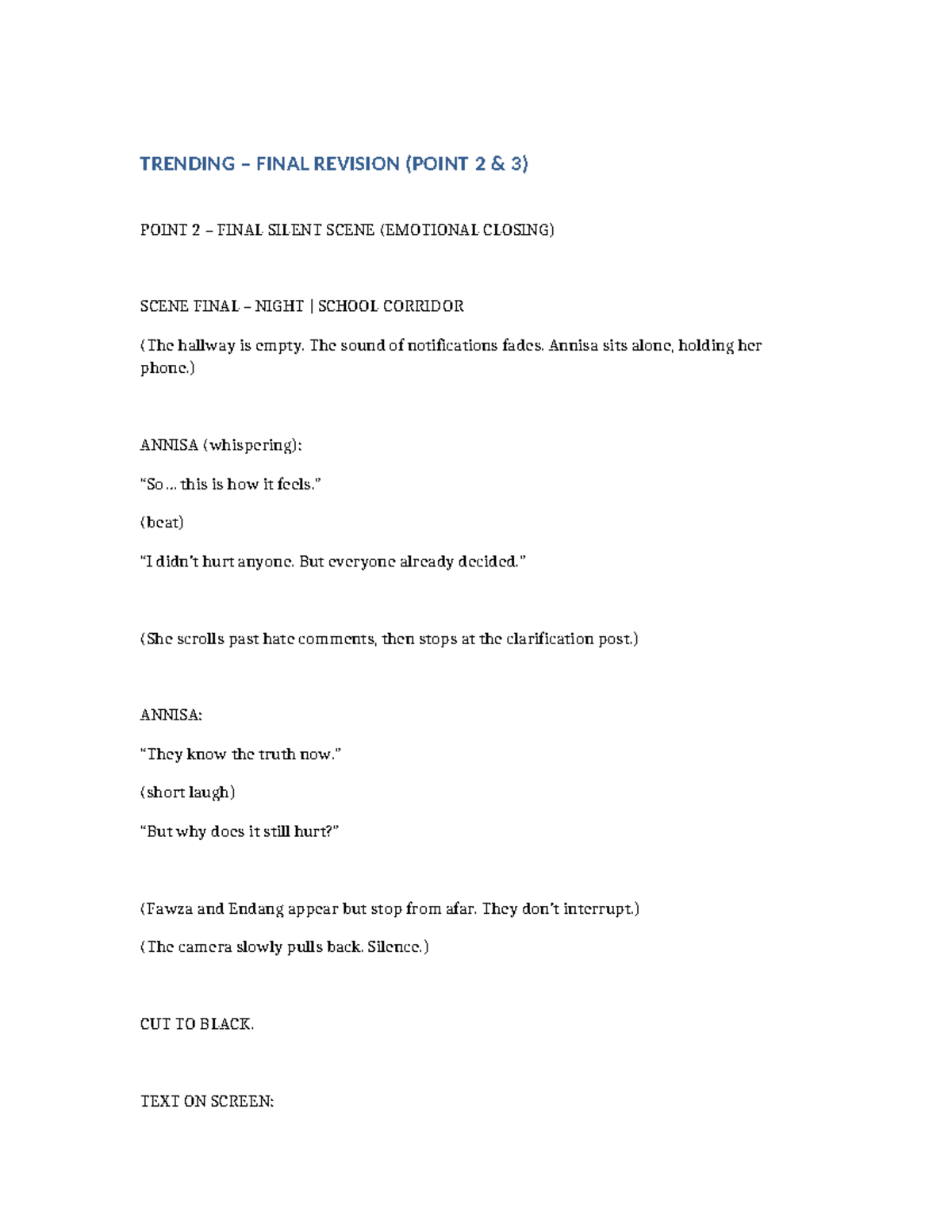 TRENDING FINAL REVISION: POINT 2 & 3 SCENES ANALYSIS - Studocu
