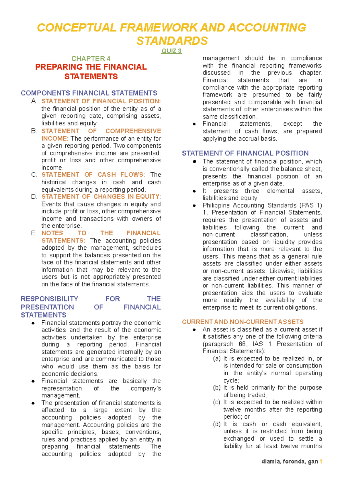 3-CFAS - cfas reviewer - CONCEPTUAL FRAMEWORK AND ACCOUNTING STANDARDS QUIZ 3 CHAPTER 4 ...