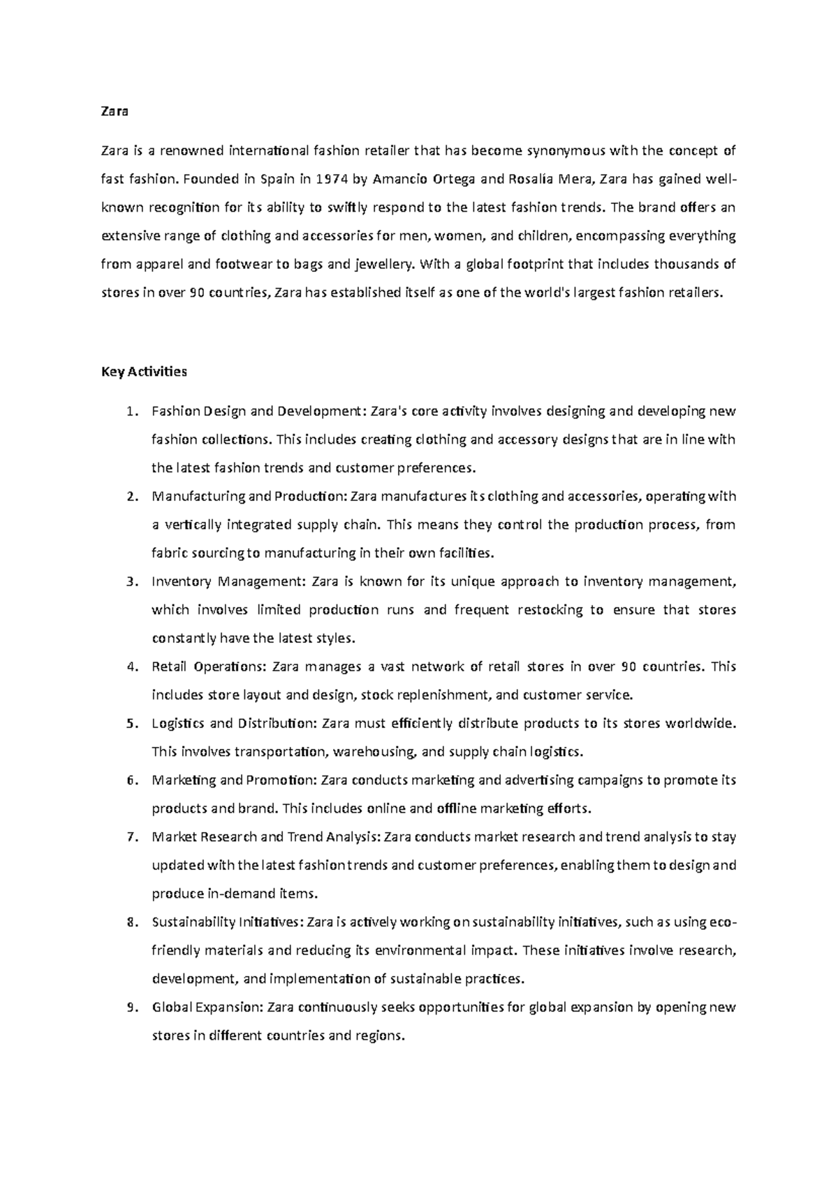 ICT606 Zara: Fast Fashion Industry Overview and Key Activities - Studocu