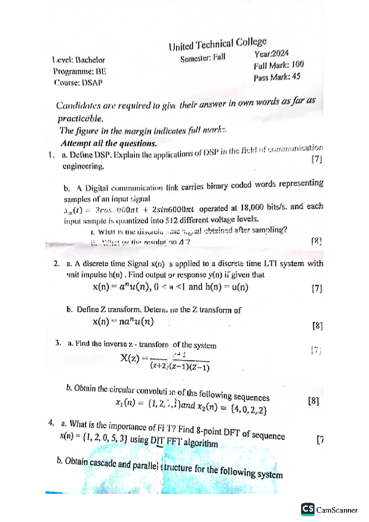 UTC DSAP - excellent - United Technical College Level: Bachelor ...