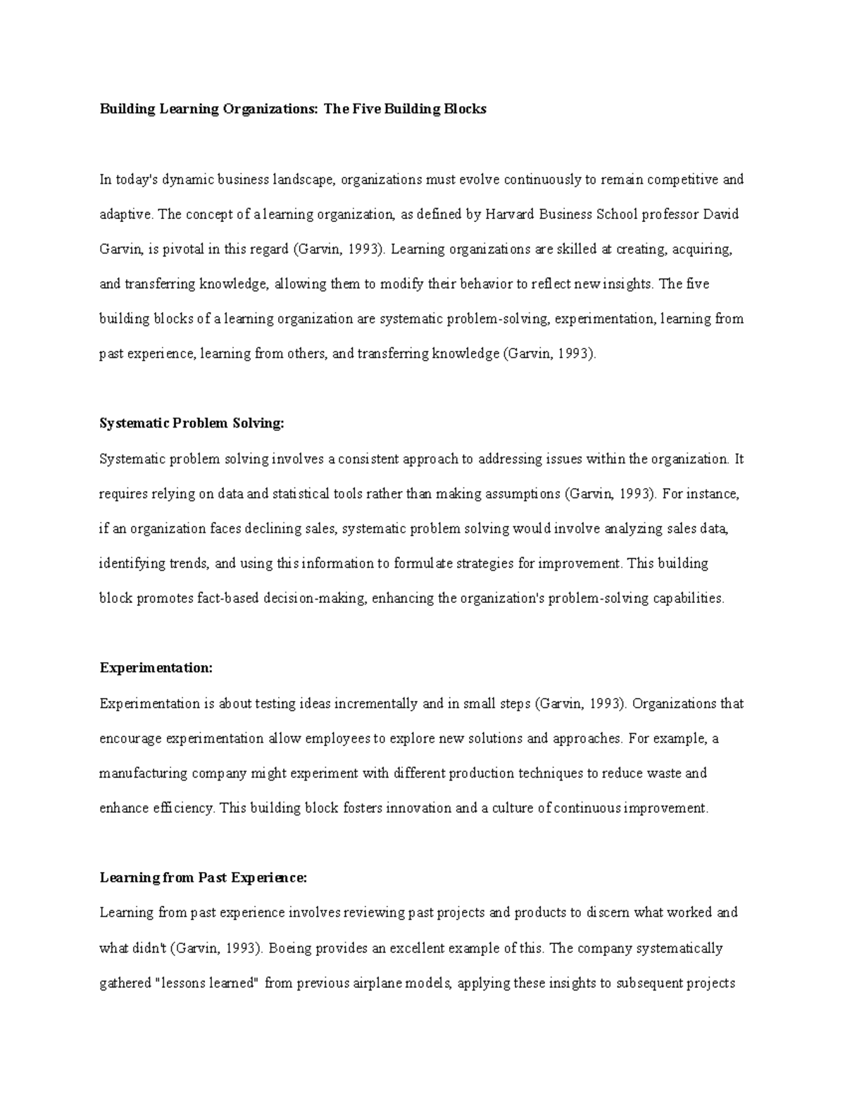 Learning Organizations: 5 Essential Building Blocks for Success - Studocu