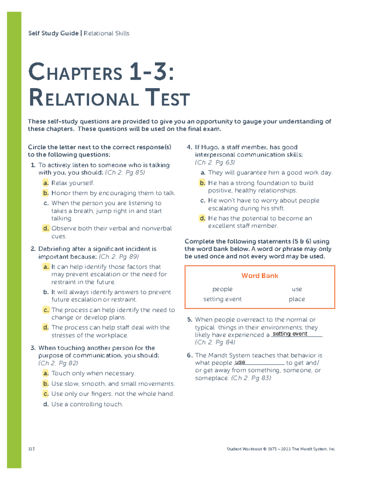 Mandt-2 - Final Exam Self Study Guide for Chapters 1-3 - Studocu