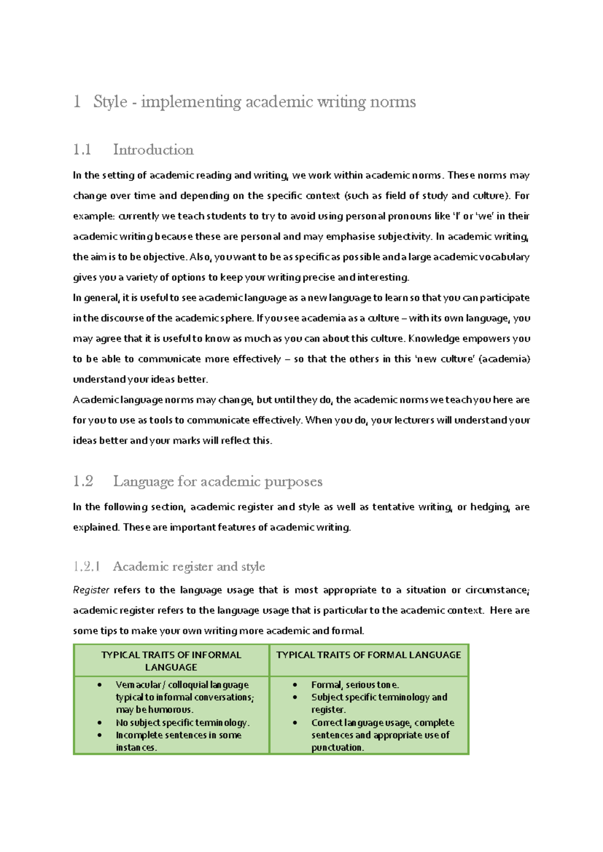 ALDE111 - Academic Writing Norms and Language Guidelines - Studocu