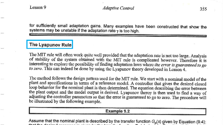 Lesson 9: Adaptive Control Techniques and Stability Analysis (IEEE) - Studocu