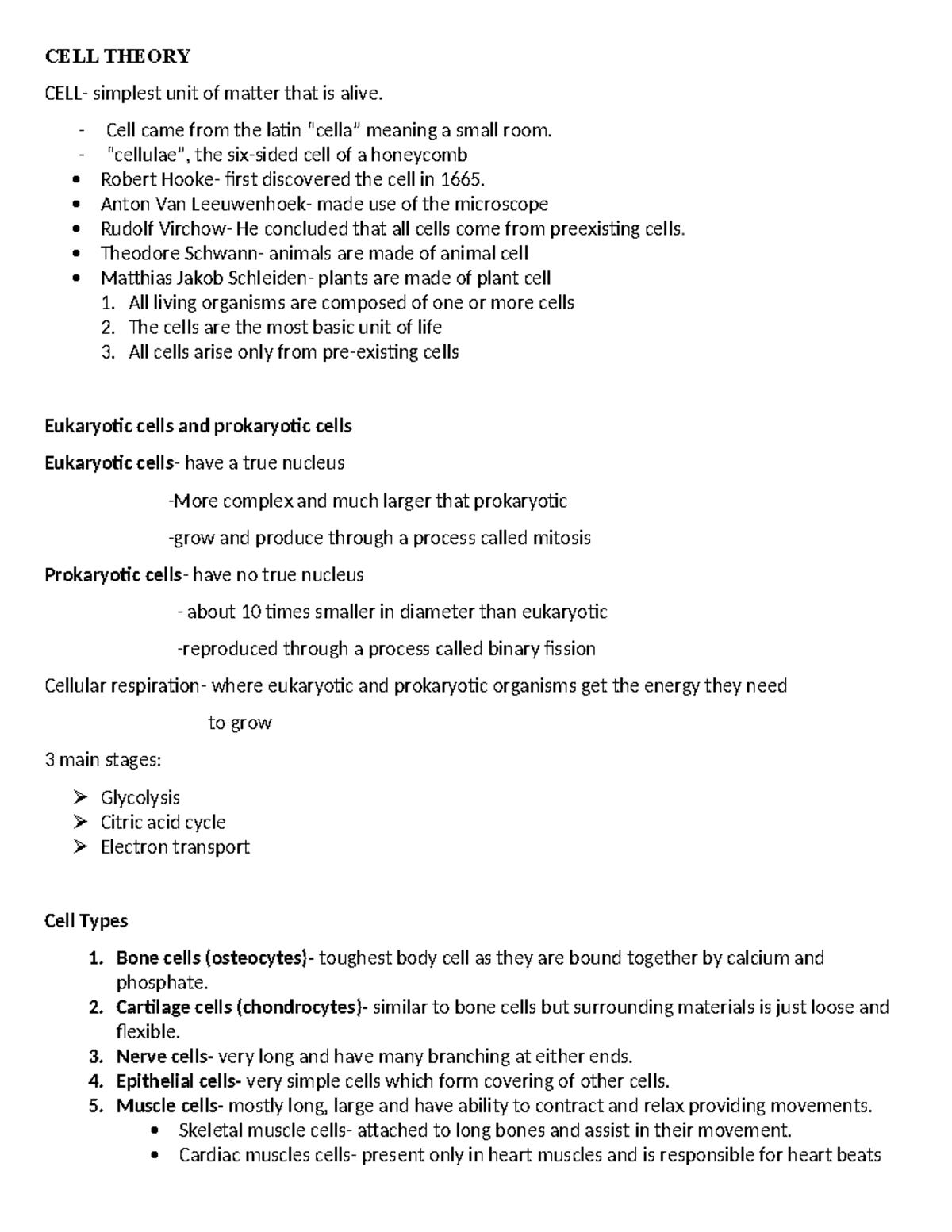 Cell types - CELL THEORY CELL- simplest unit of matter that is alive ...