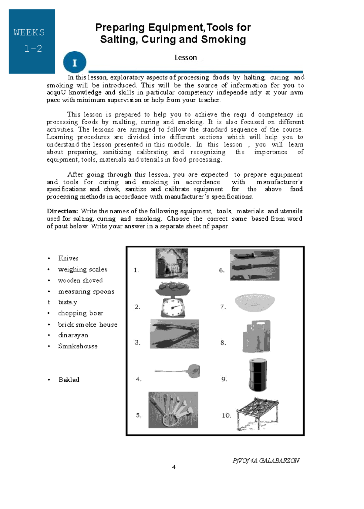 FFC102 - Lesson on Preparing Tools for Salting, Curing, and Smoking ...