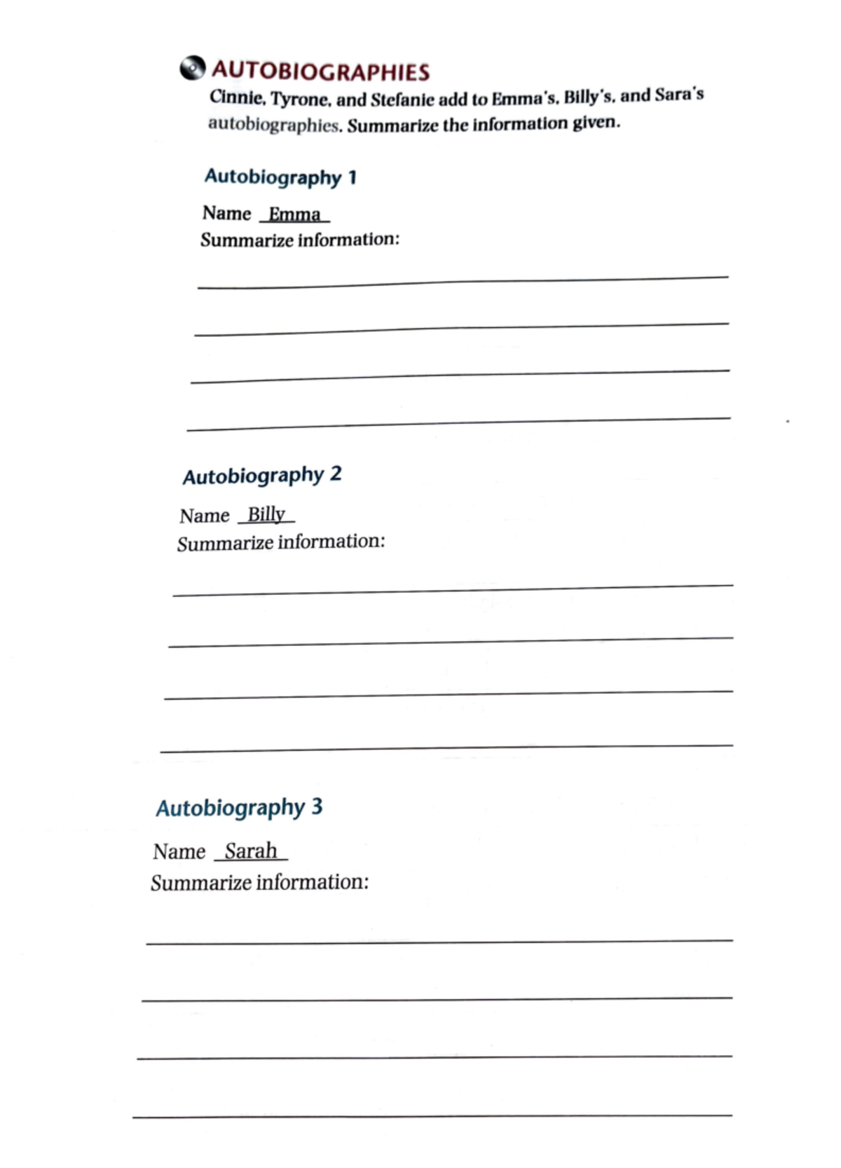 ASL HW Unit 5: Autobiography Summaries and Analysis - Studocu