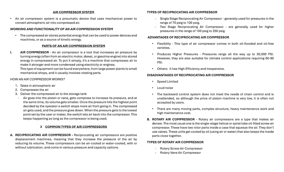 AIR 101: Comprehensive Guide to Air Compressor Systems and Maintenance ...