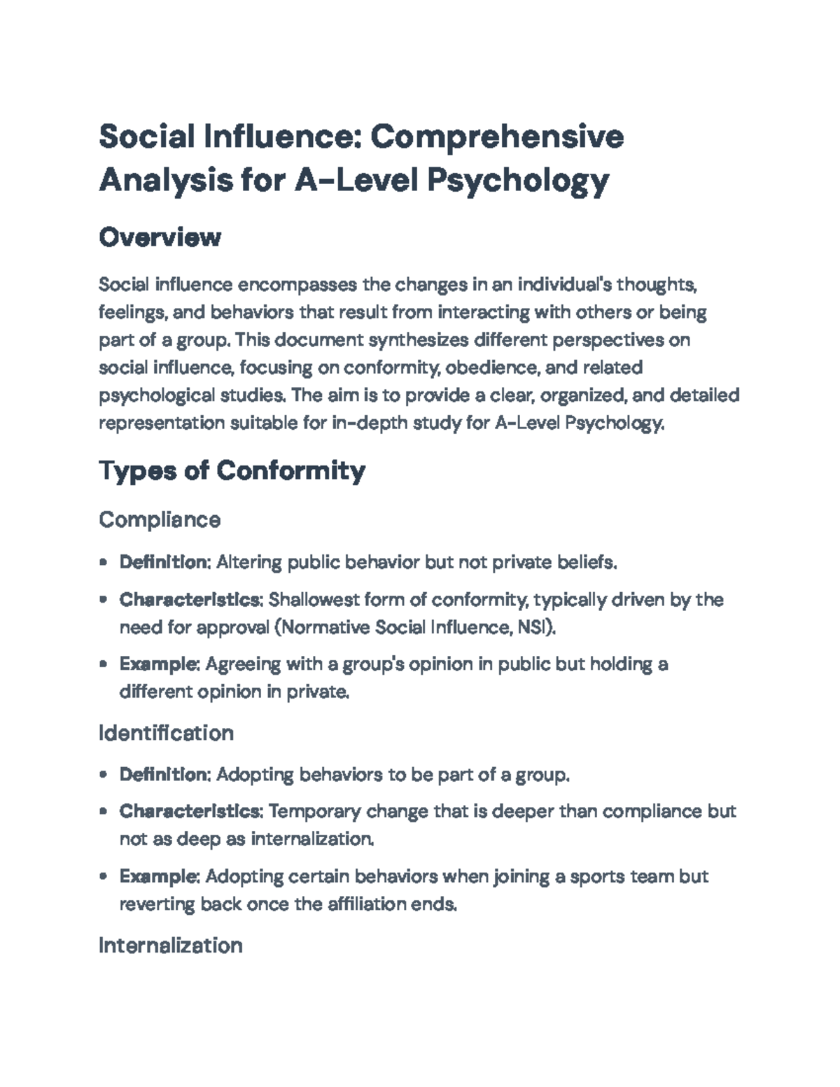 A-Level Psychology: Social Influence Analysis and Key Studies - Social ...