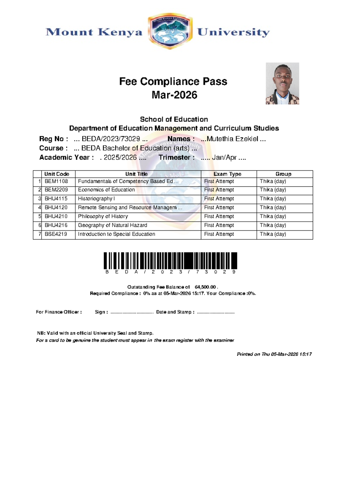 Fee Compliance Report for BEDA 2023 - Outstanding Balance Details - Studocu