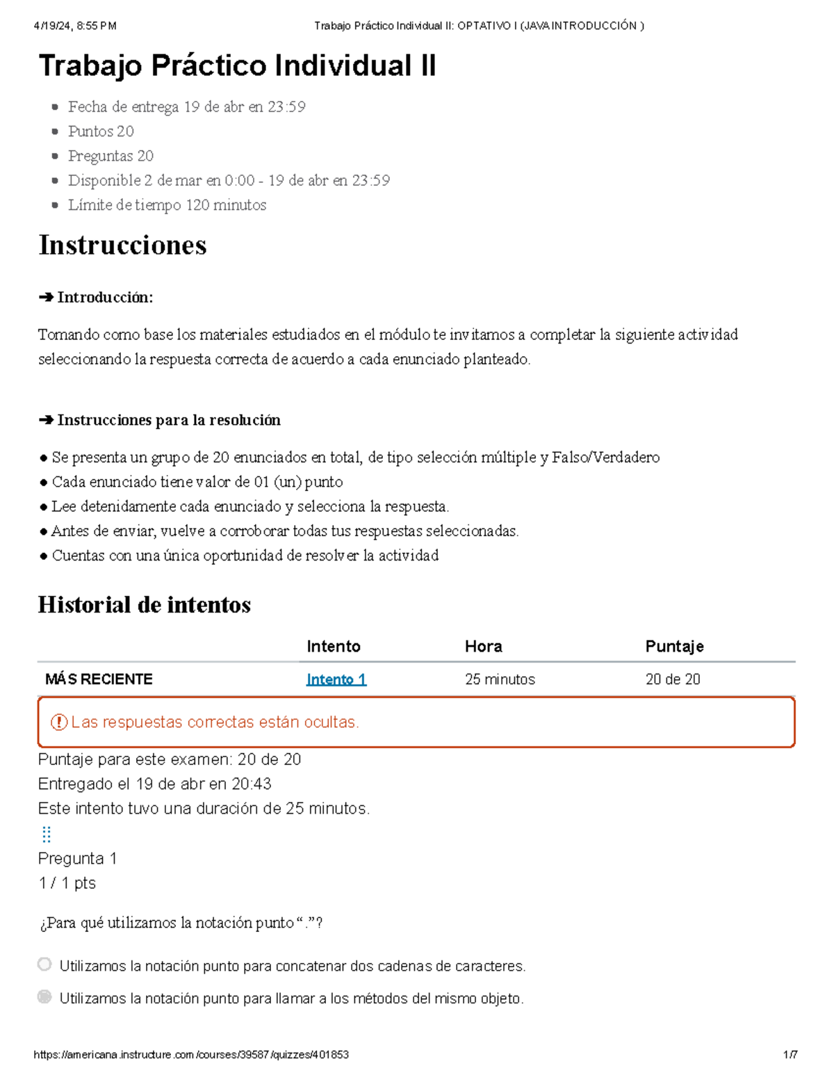 Trabajo Práctico Individual II - JAVA Introducción (Entrega 19 Abr 23 ...