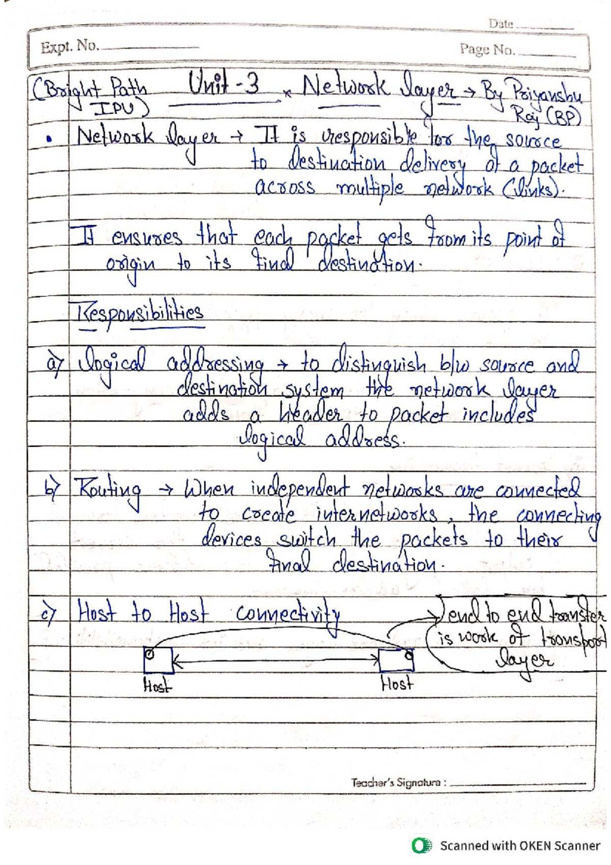 Unit 3 CN: Network Layer Functions and Routing Protocols - Studocu