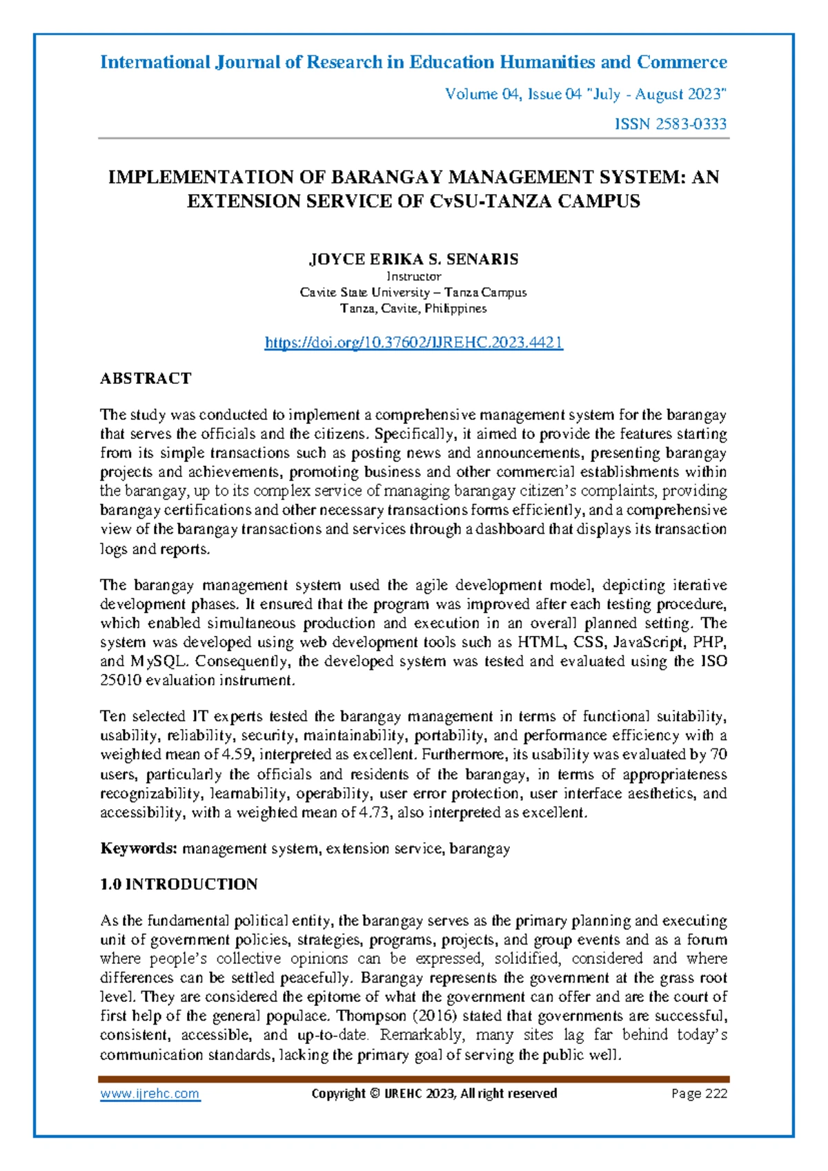 Design and Implementation of a Hybrid Barangay Info Management System ...