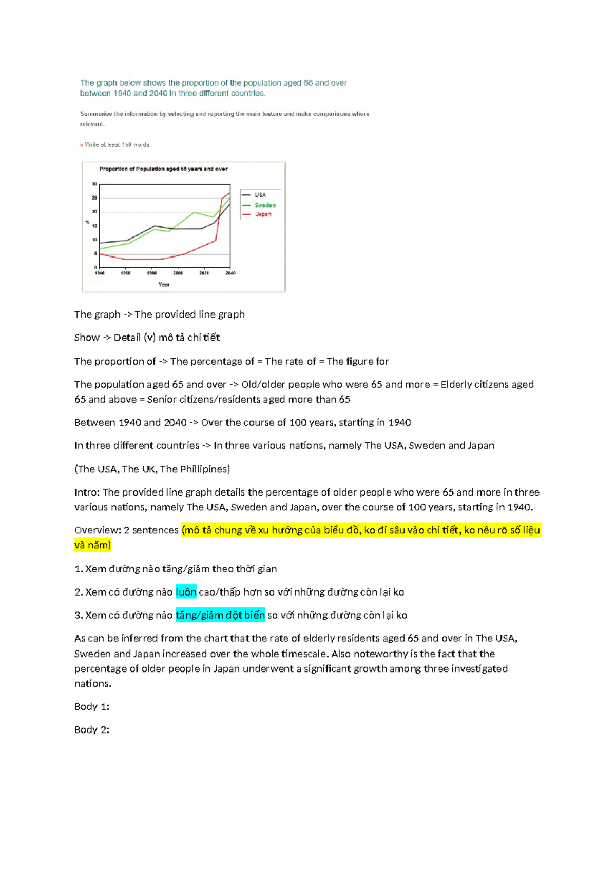 Statistics Task 1: Line Graph Analysis of Elderly Population Trends ...