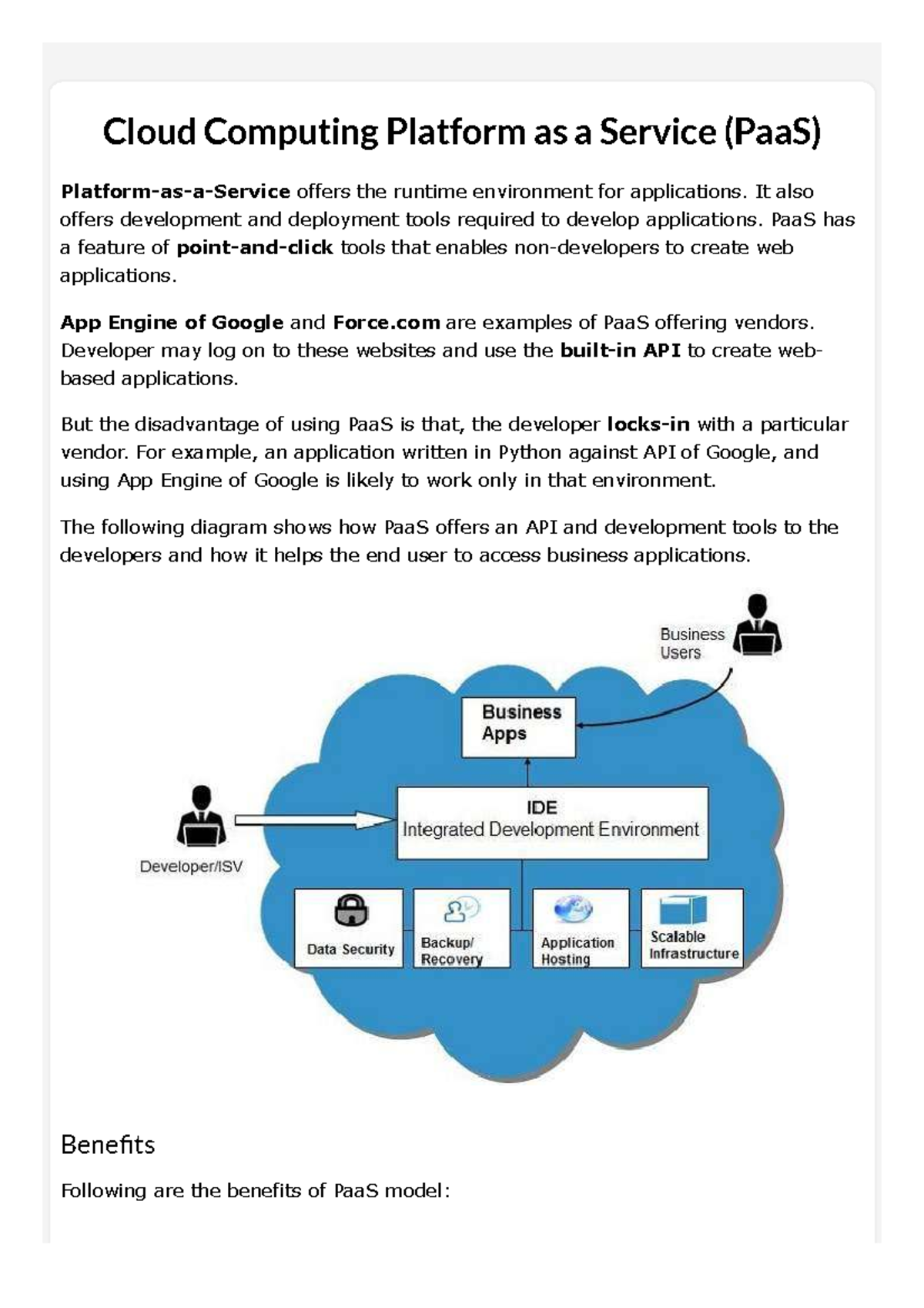 Cloud Computing Platform as a Service (Paa S) - Cloud Computing Platform as a Service (PaaS ...
