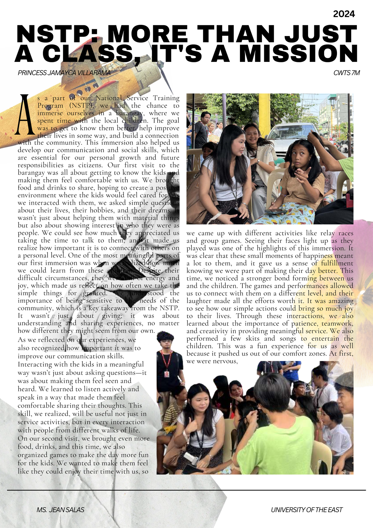 2024 NSTP CWTS 7M: Immersion Experience Narrative Report - Studocu
