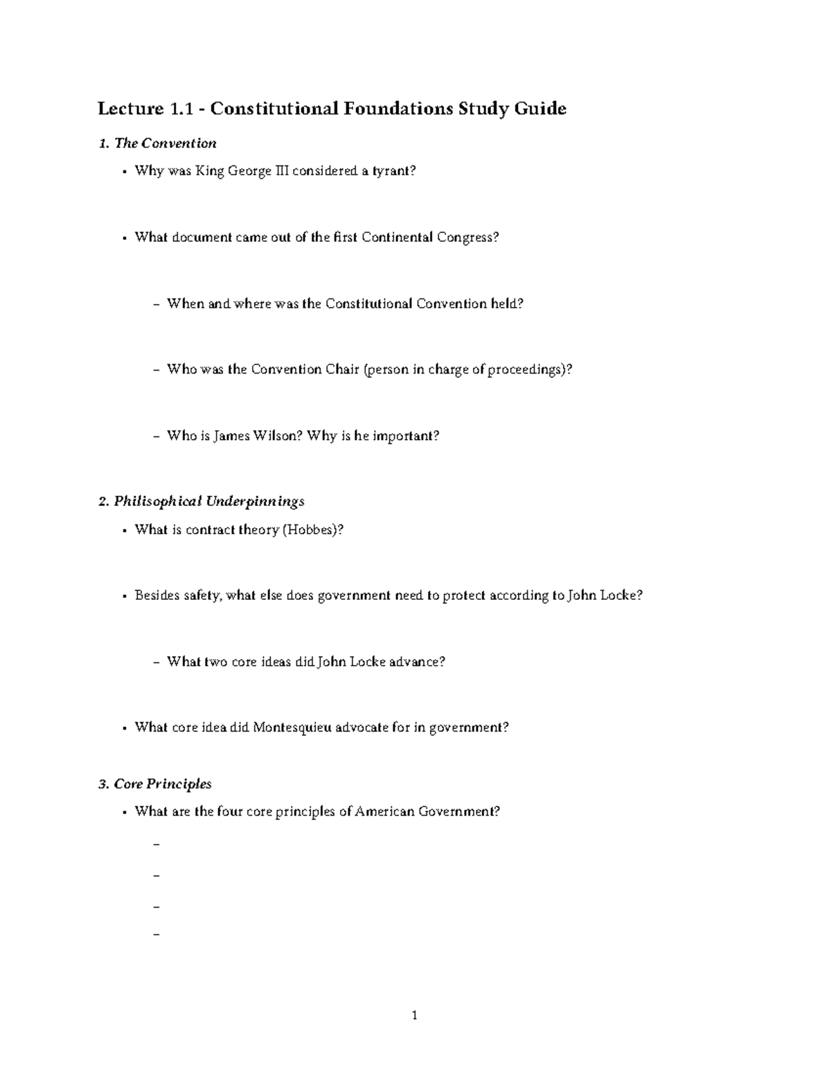 Constitutional Foundations Study Guide - Lecture 1.1 Notes - Studocu