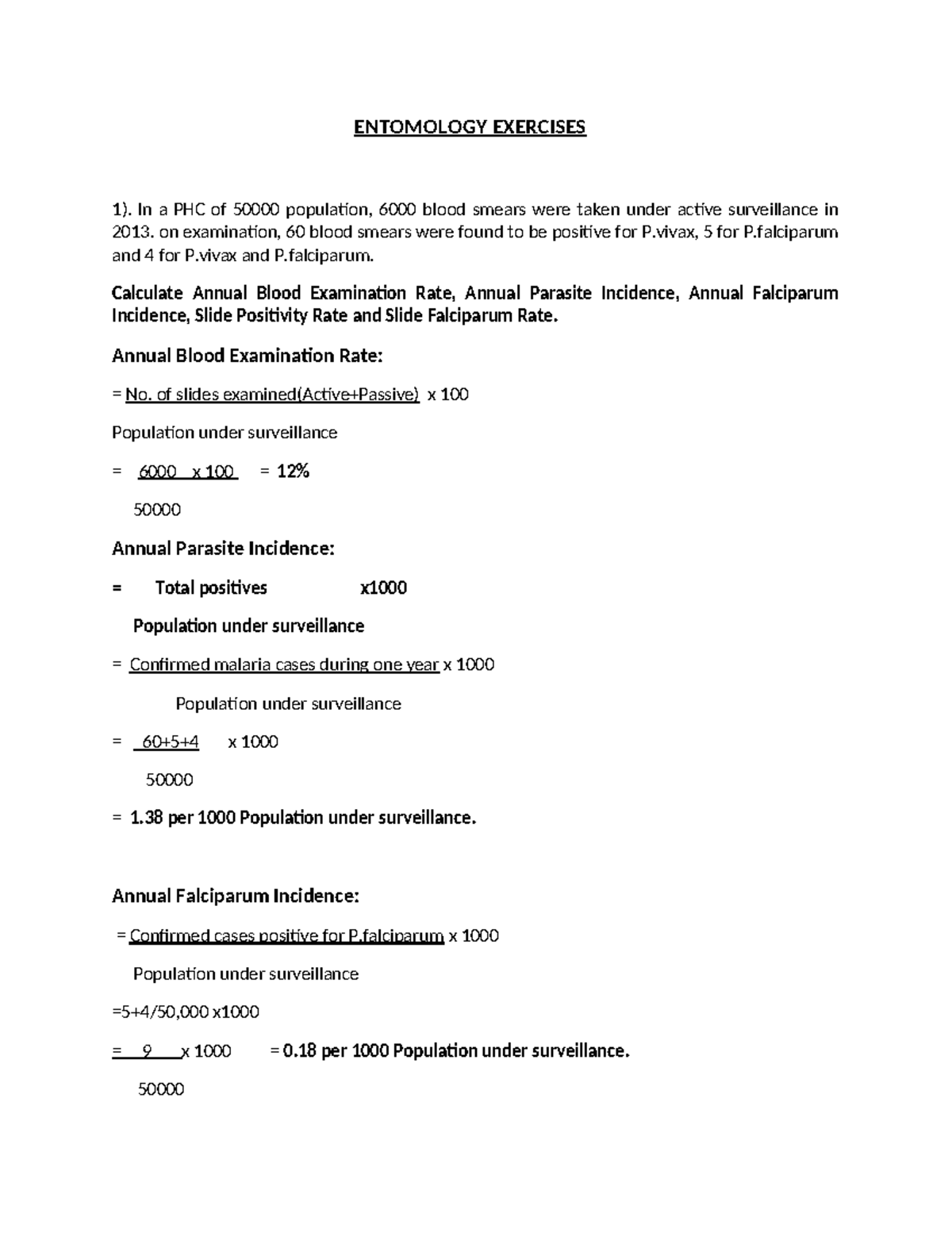 ENT 101 - Entomology Exercises: Malaria Data Analysis - Studocu