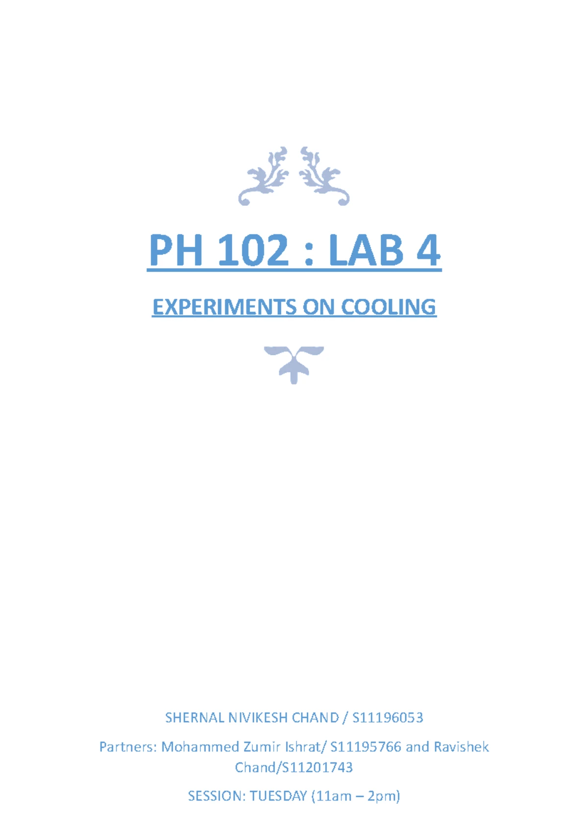 Physics_LAB Report 4_mandatory assignment - LAB REPORT 4 EXPERIMENT 12 ...