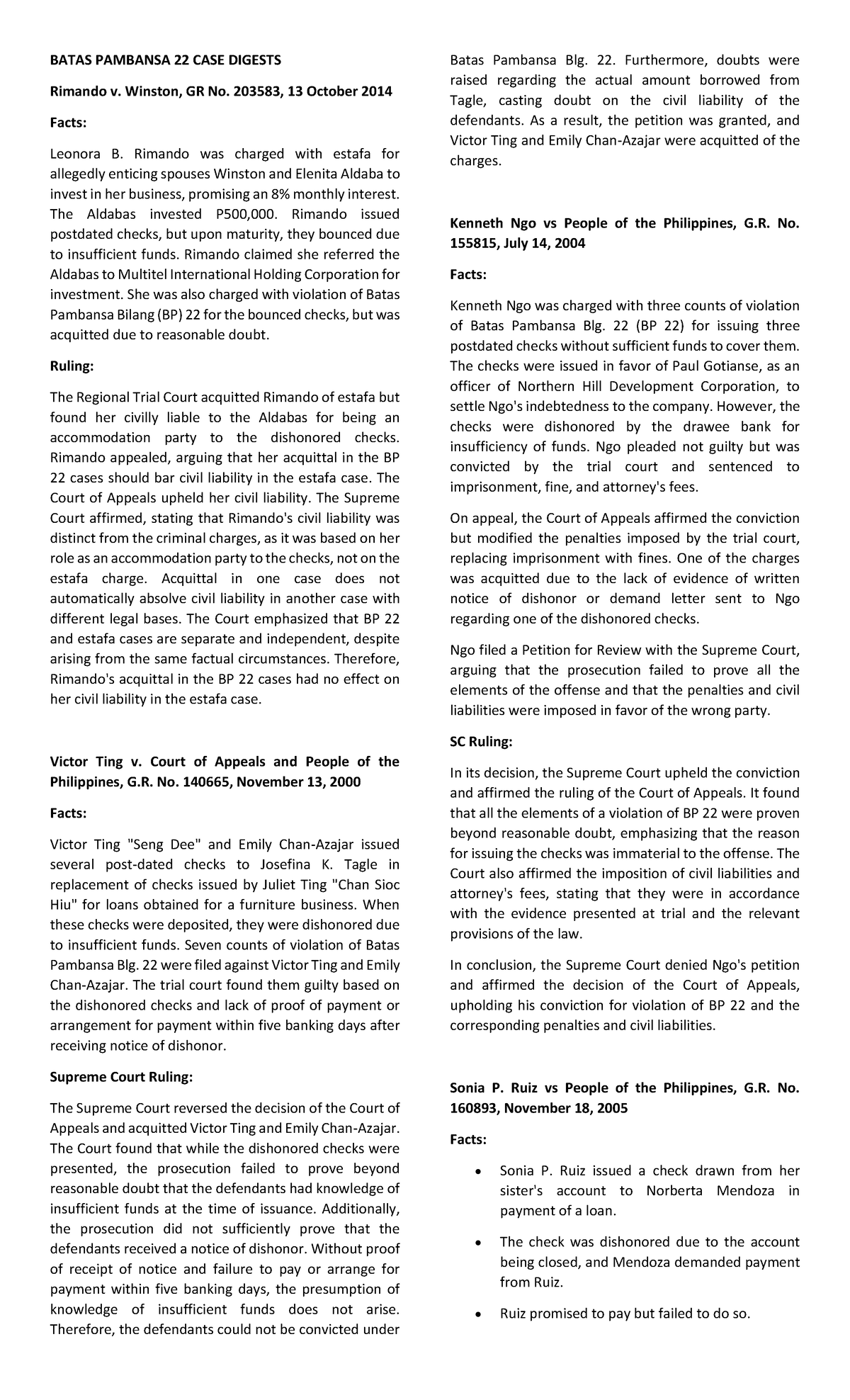 IBT Midterm Case Digests: Batas Pambansa 22 & Consumer Protection ...