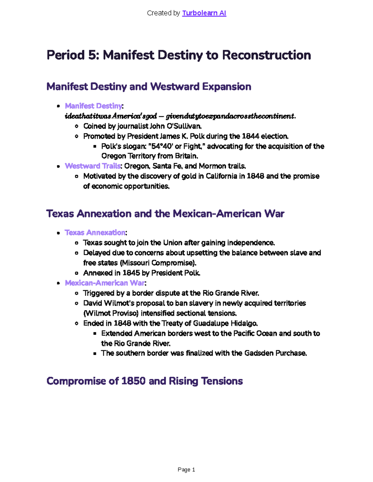 APUSH Period 5 Review: Manifest Destiny to Reconstruction Analysis ...