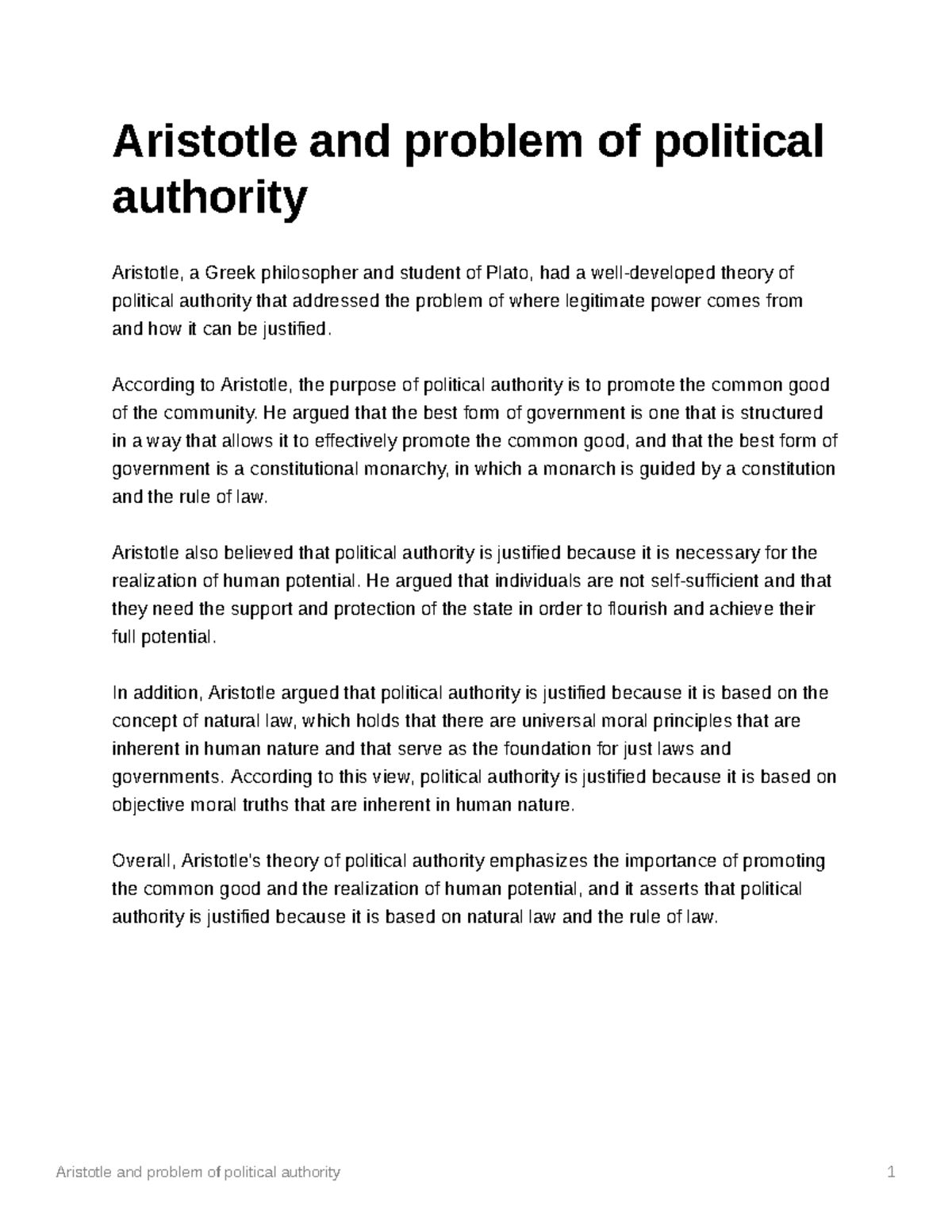 Aristotle's Theory of Political Authority: Foundations and ...