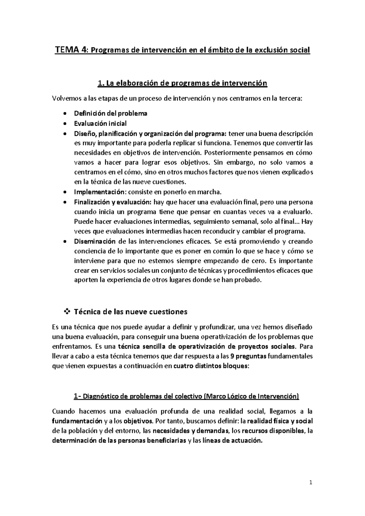 TEMA 4. Programas de Intervención - La elaboración de programas de intervención Volvemos a las ...
