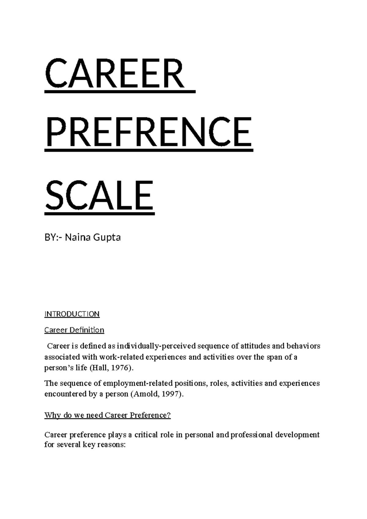 Career Preference Analysis Using CPR: Focus on Mass Media (Course Code ...
