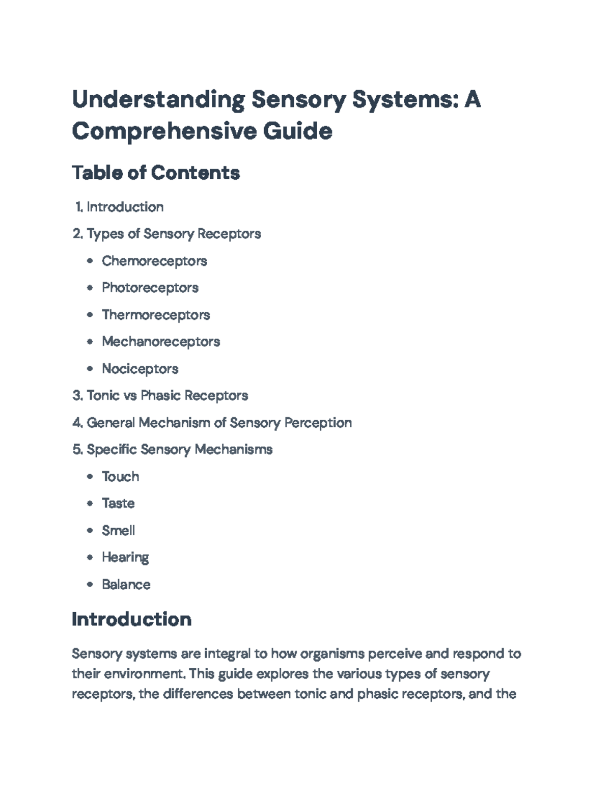 Comprehensive Guide to Sensory Systems and Mechanisms in Biology ...
