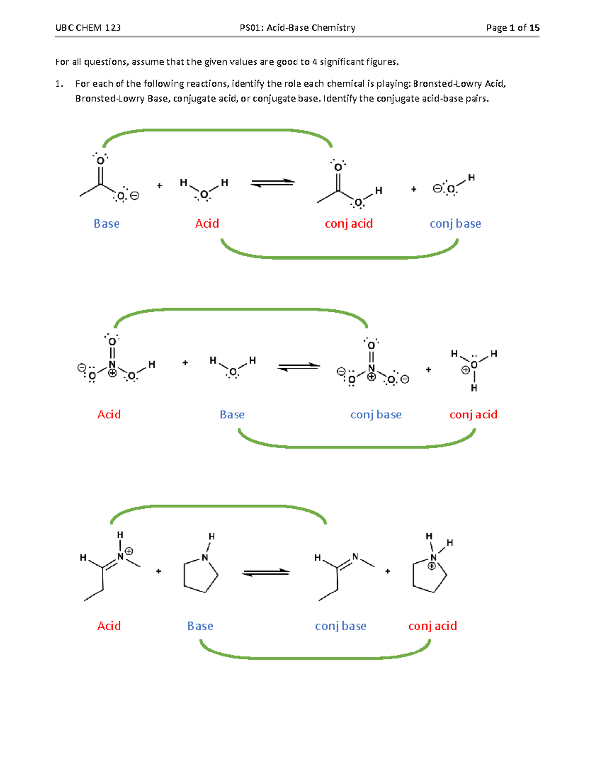 UBC CHEM 123 PS01: Acid-Base Solutions 2025W2 - Studocu