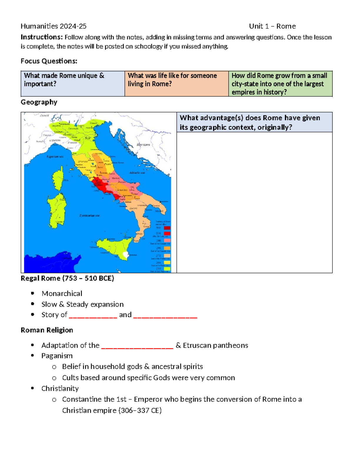 Humanities 2024-25: Unit 1 – The Rise and Fall of Rome Insights ...