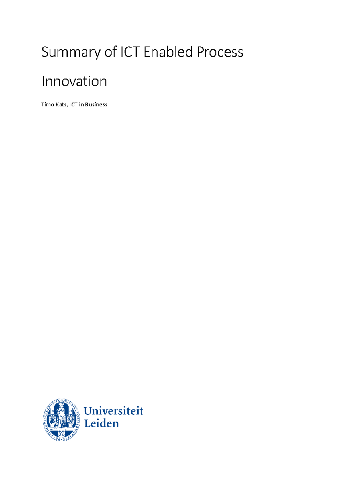 ICT Enabled Process Innovation Overview: Key Concepts & Strategies ...