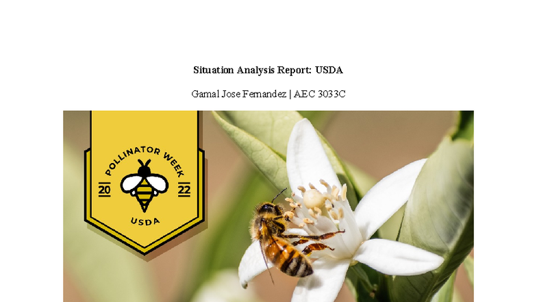 Situation Analysis Report: Pollinator Decline & USDA AEC 3033C - Studocu