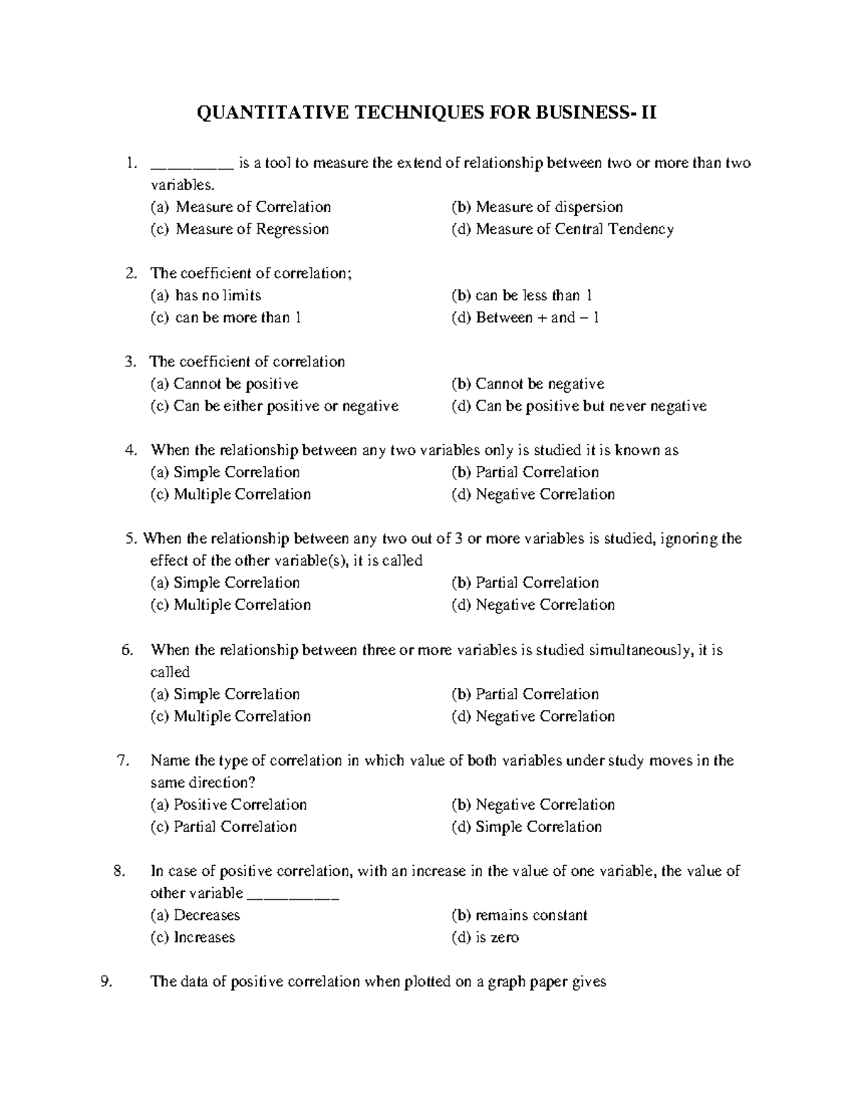 4-Sem-Core-Quantitative-Techniques-for-Business-II Exam Notes - Studocu