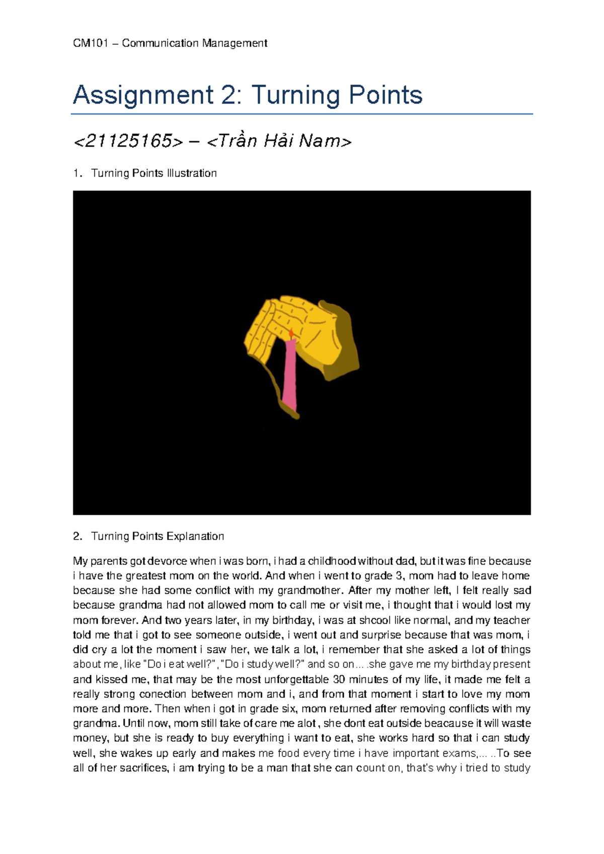 Turning point - Final draft - CM101 – Communication Management ...
