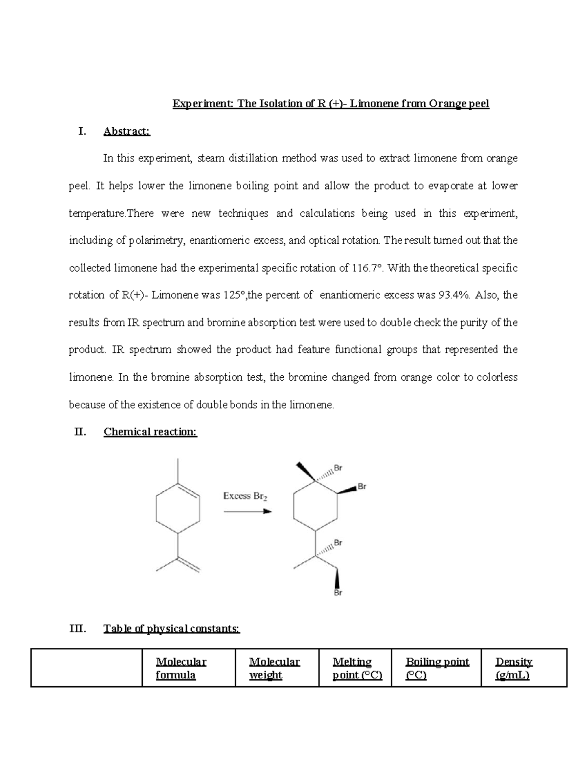 Experiment: Isolation of R(+)-Limonene from Orange Peel by Distillation ...