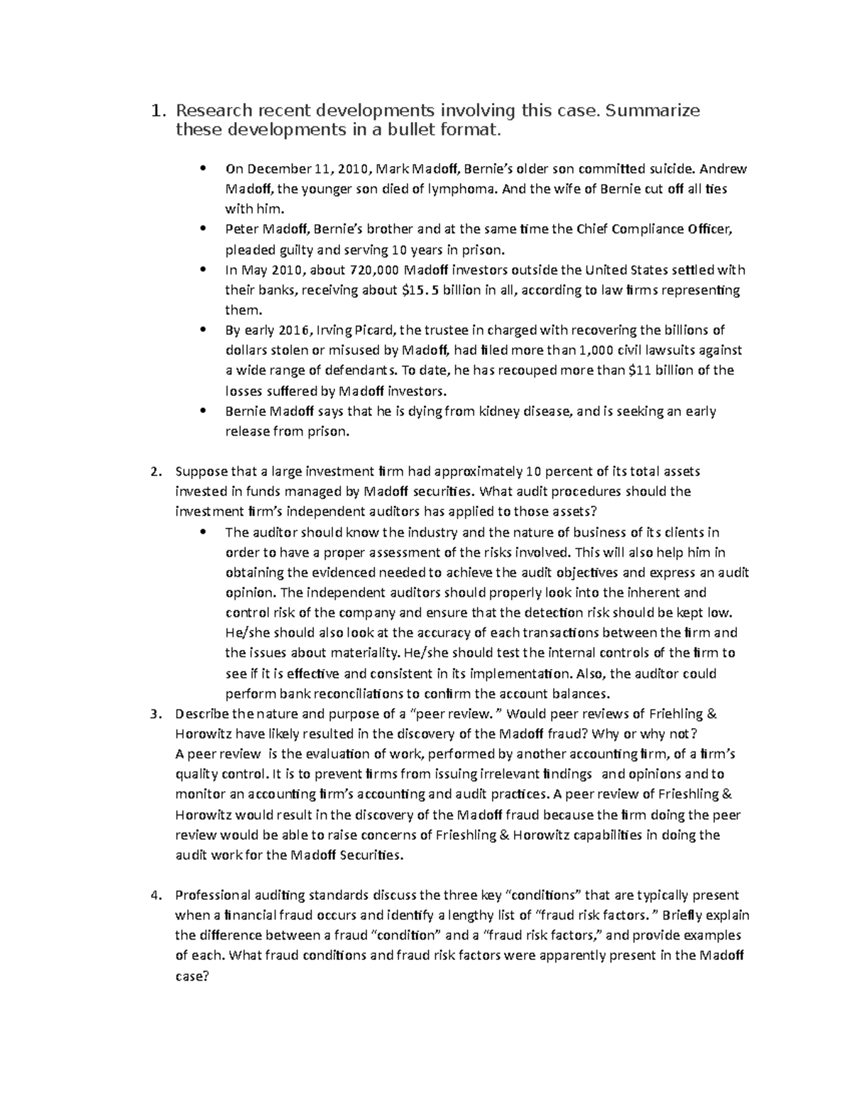 Knapp Case Study: Chapter 2 Analysis of Madoff Securities Fraud - Studocu