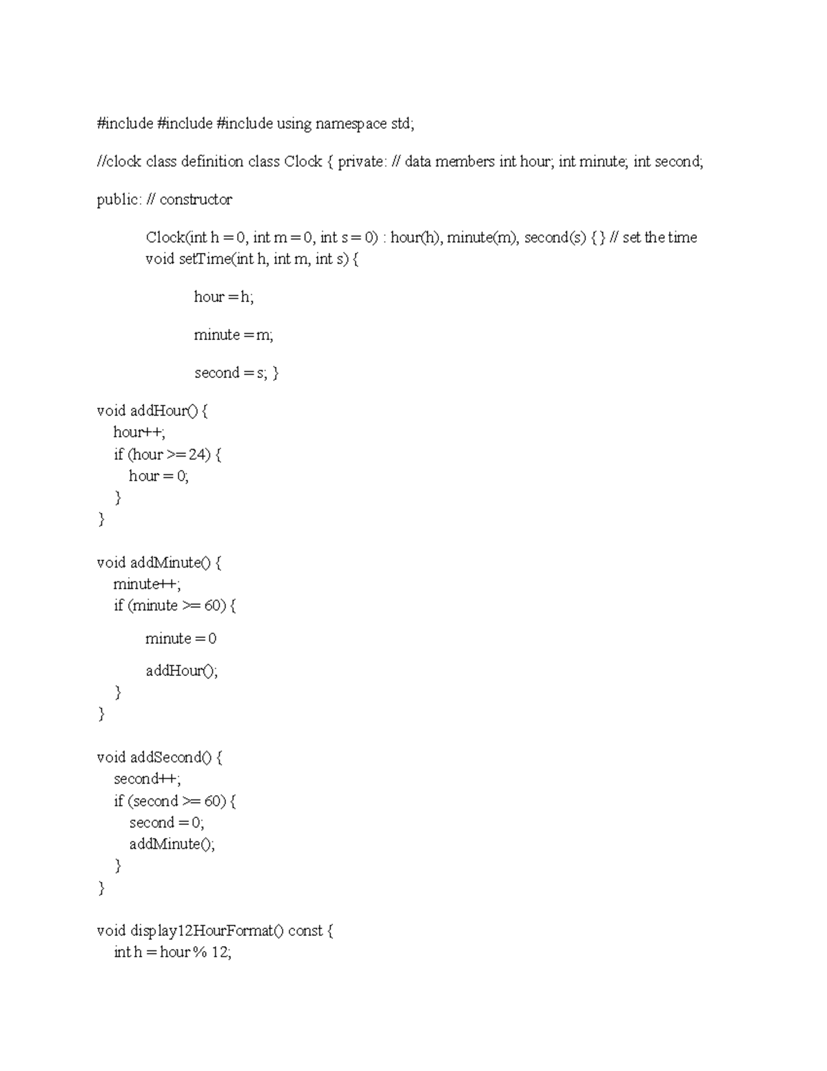 CS210 Project 1: Implementing a Clock Class in C++ - Studocu