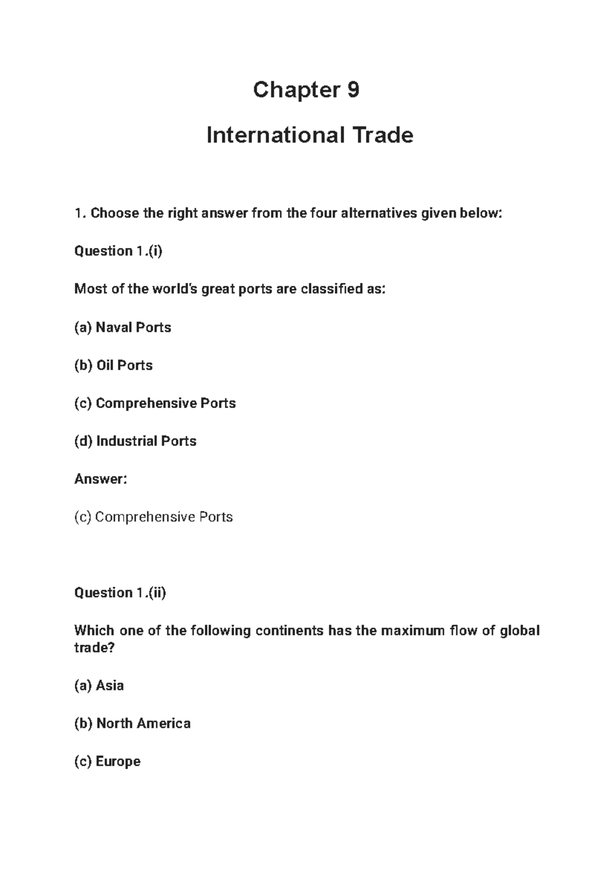 Ch9 - International Trade: Key Concepts & Quiz Answers - Studocu